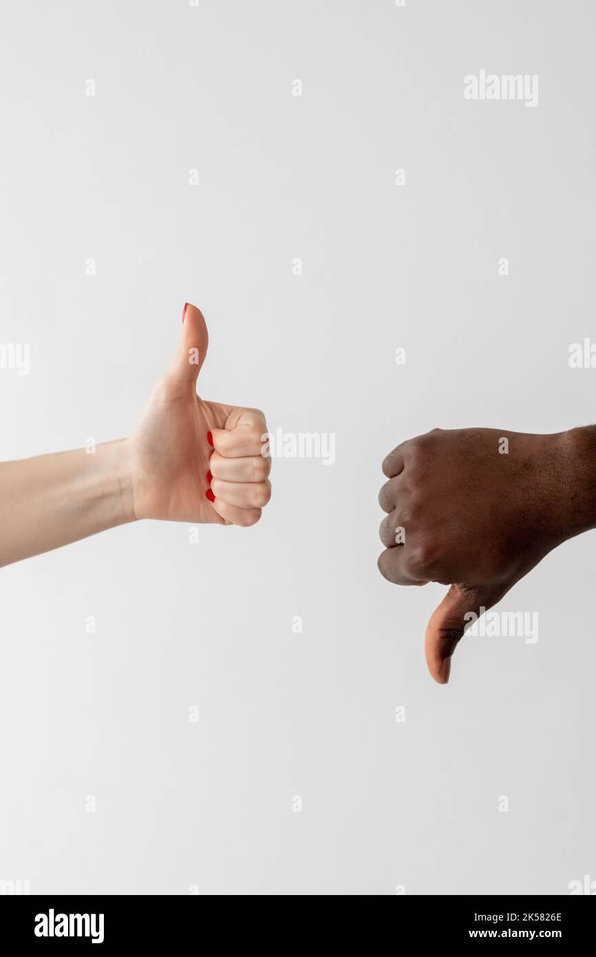 Like dislike gesture. Gender diversity. Versus opposition. Acceptance ...