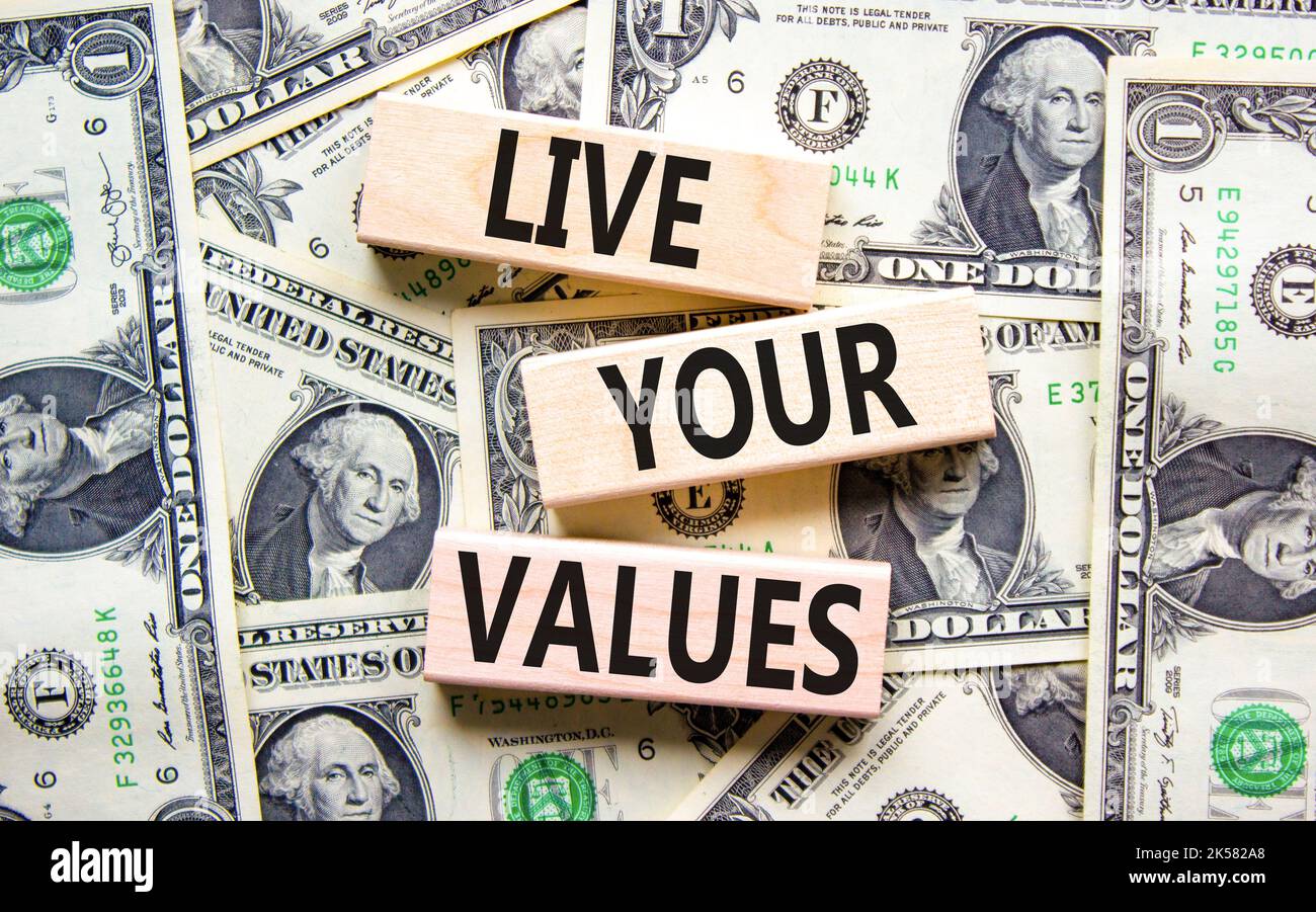 Live your values symbol. Concept words Live your values on wooden ...