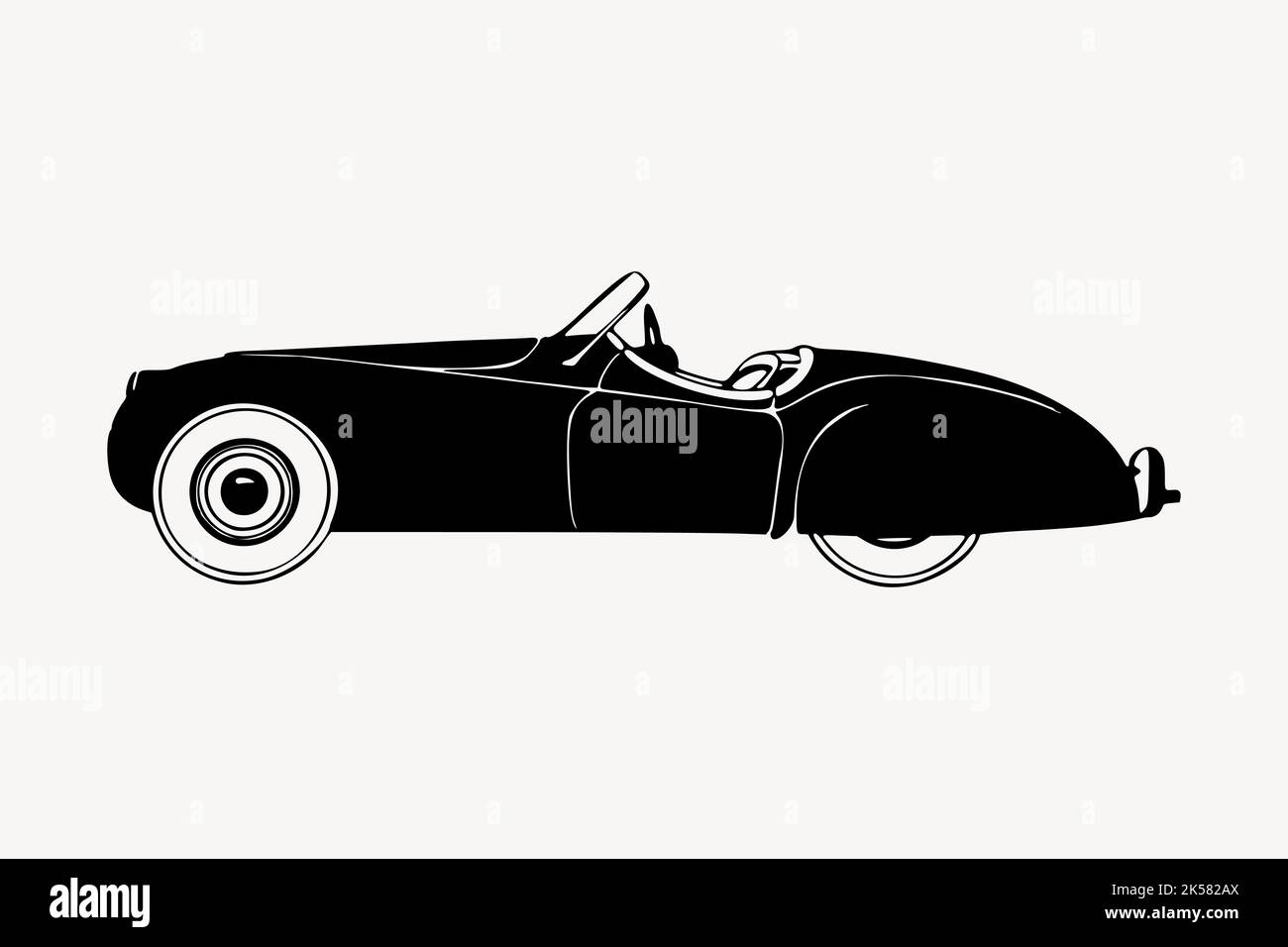 Vintage convertible car drawing, vehicle illustration vector Stock ...