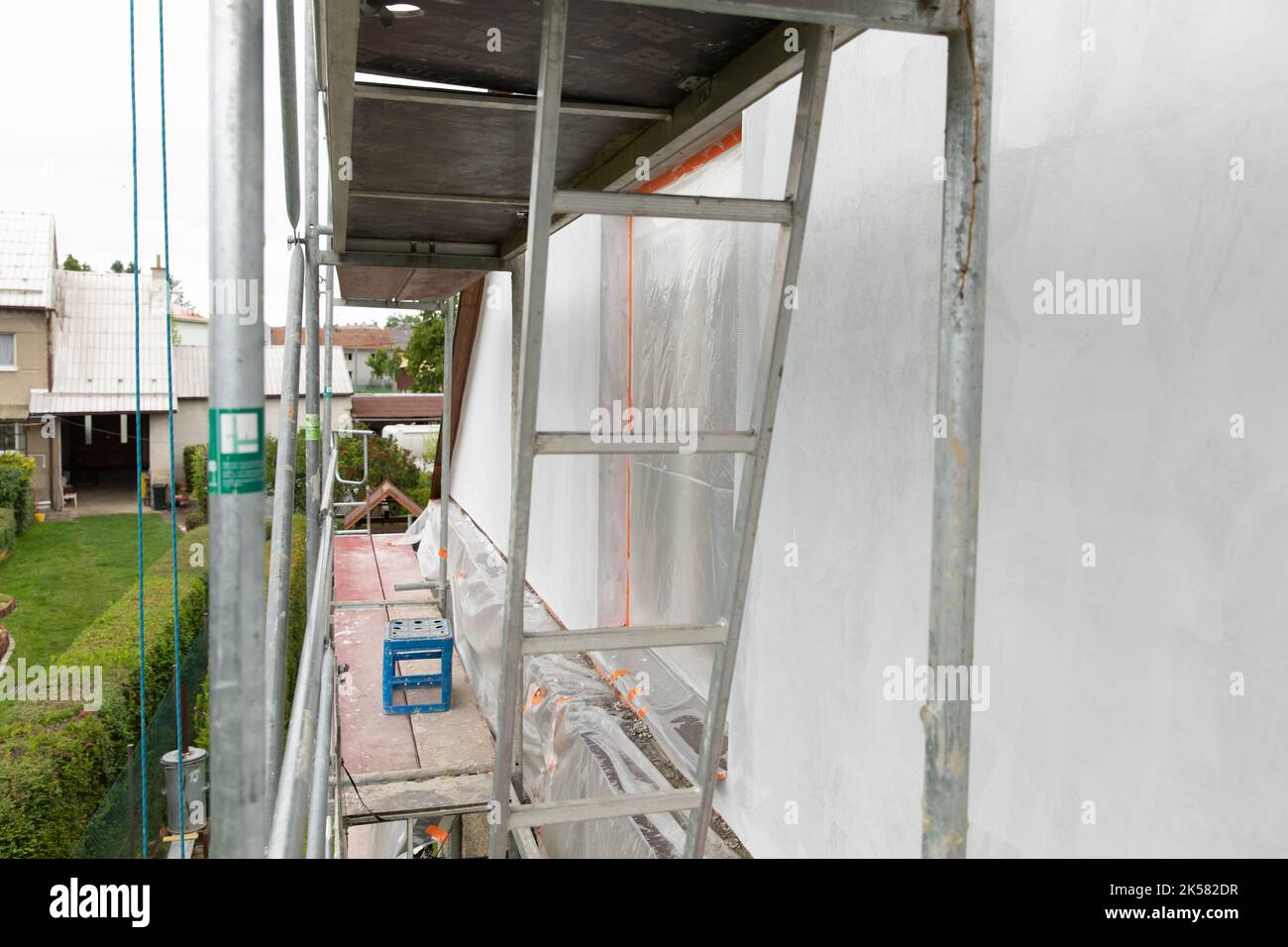 Reconstruction of the old house (insulation facade polystyrene Stock ...
