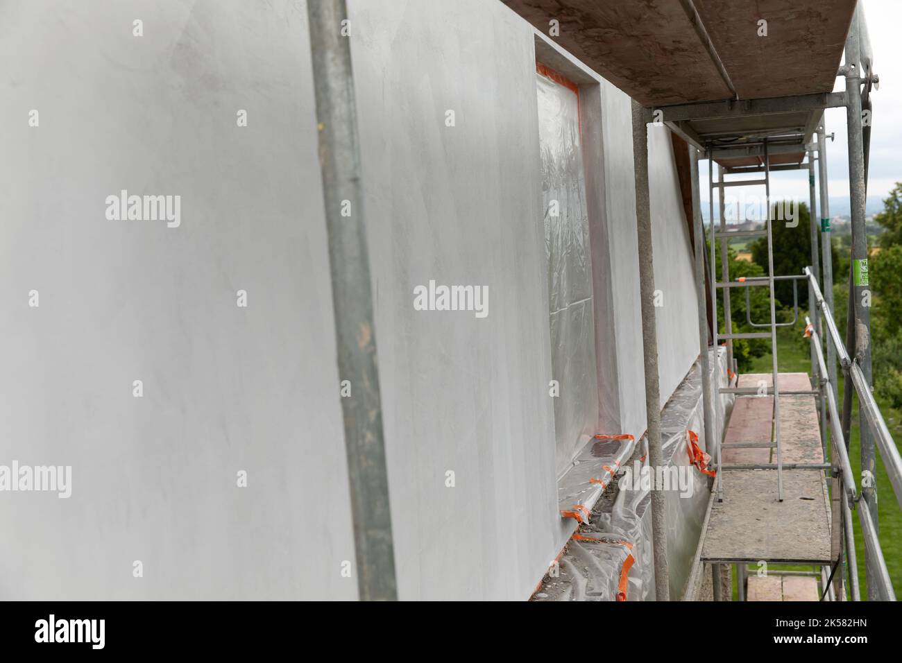 Reconstruction of the old house (insulation facade polystyrene Stock ...