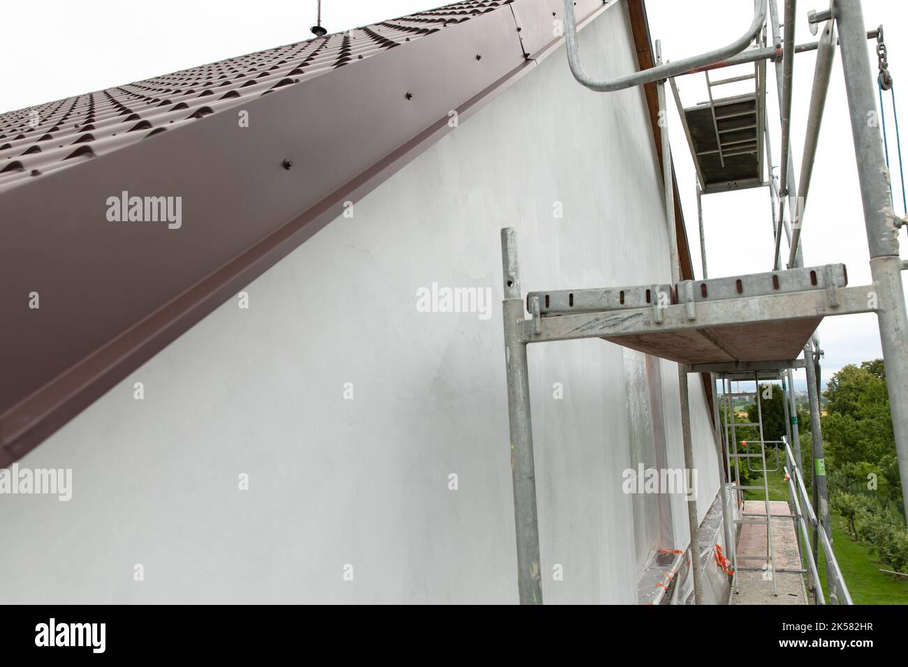 Reconstruction of the old house (insulation facade polystyrene Stock ...