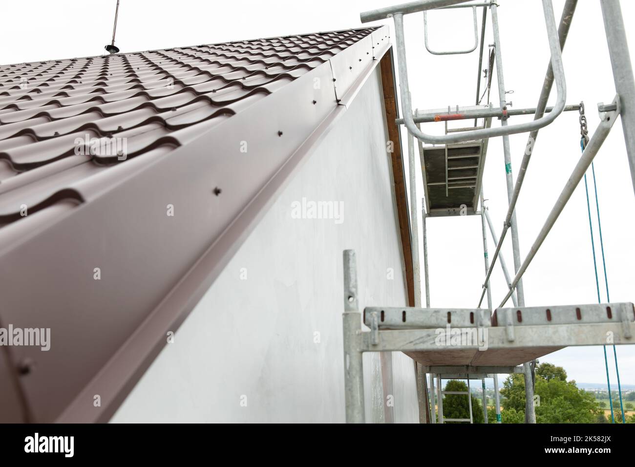 Reconstruction of the old house (insulation facade polystyrene Stock ...