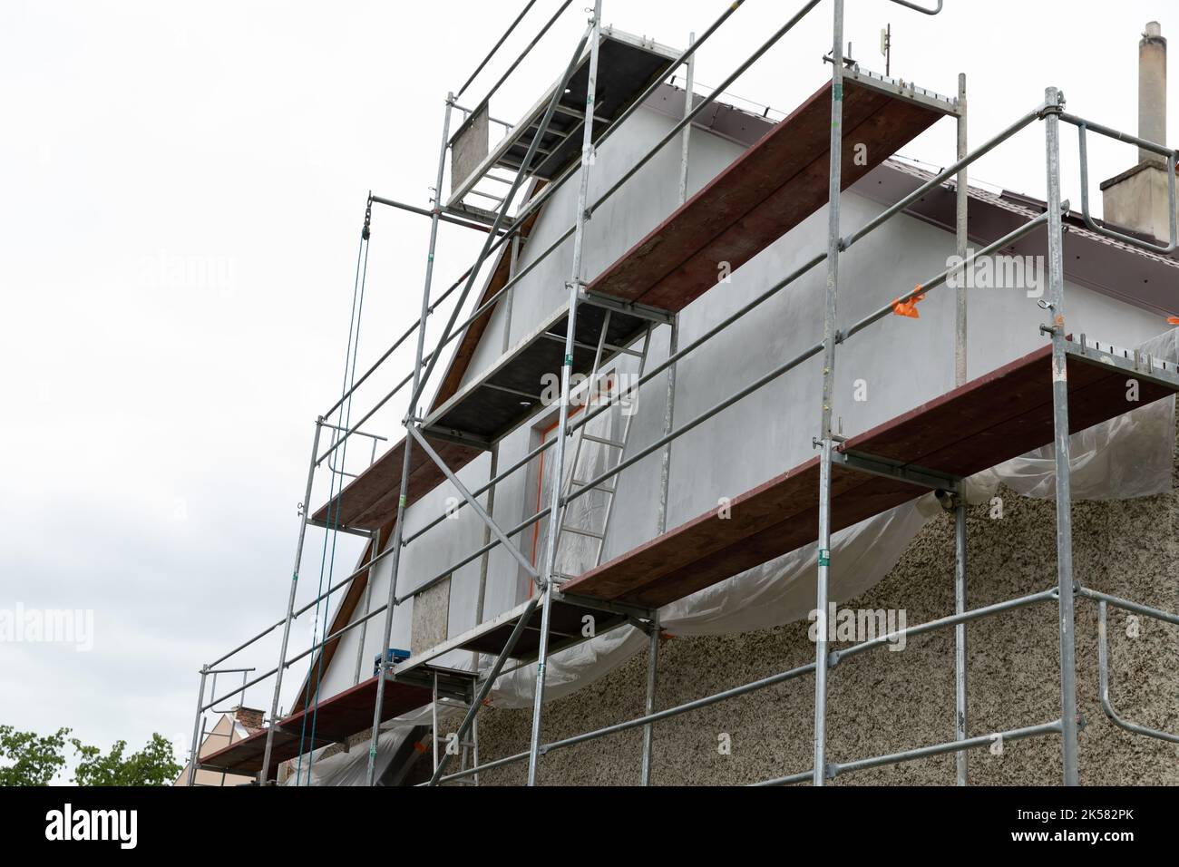 Reconstruction of the old house (insulation facade polystyrene Stock ...
