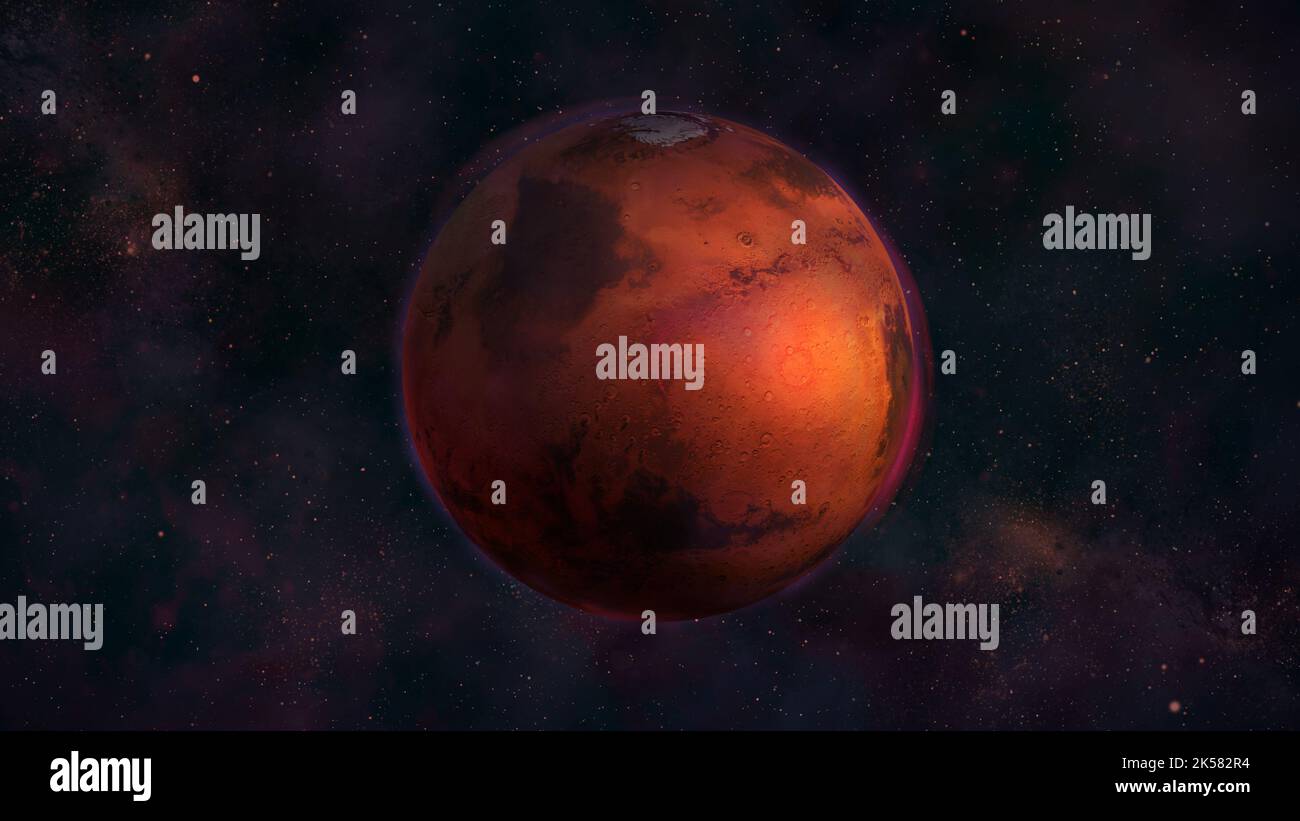 Planet Mars from space with a view of Arabia Terra Stock Photo - Alamy