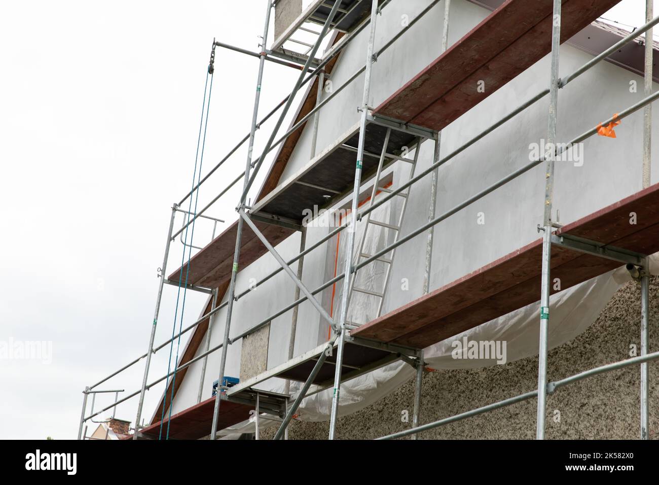 Reconstruction of the old house (insulation facade polystyrene Stock ...