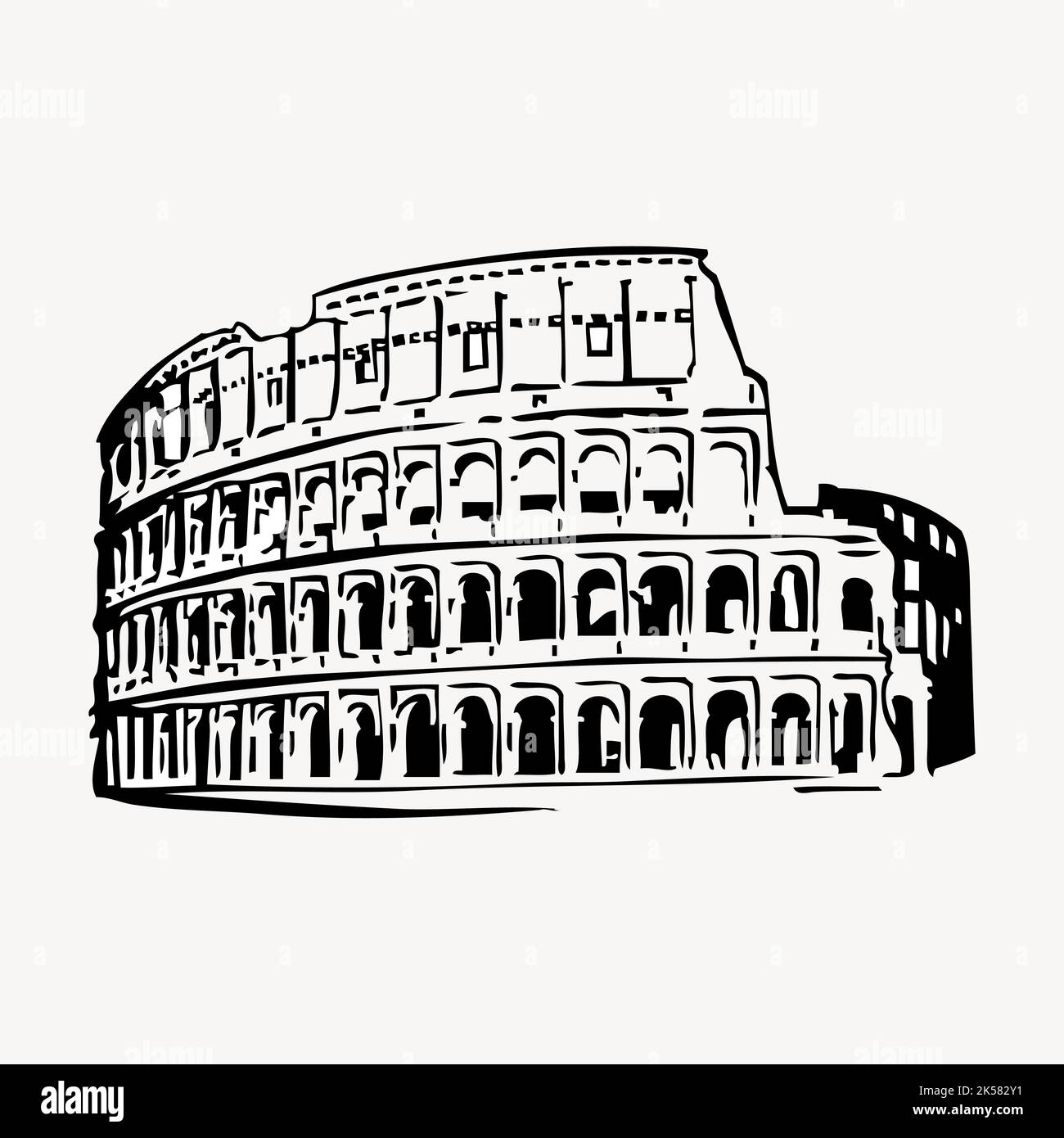 Colosseum drawing, famous hand drawn illustration vector Stock Vector ...