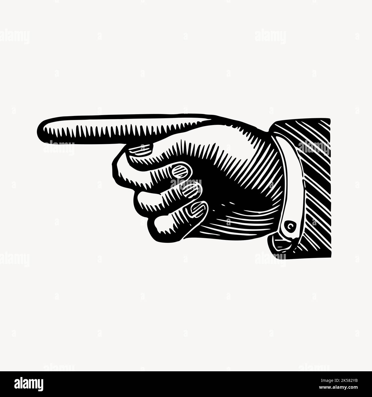 Pointing finger hand drawing, vintage hand drawn illustration vector ...