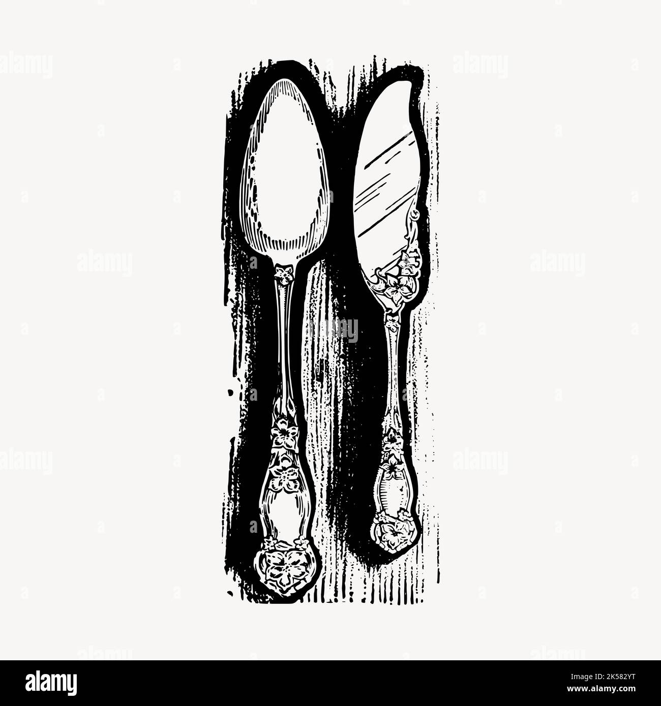 Spoon Knife Clipart Vintage Cutlery Drawing Vector Stock Vector Image And Art Alamy 