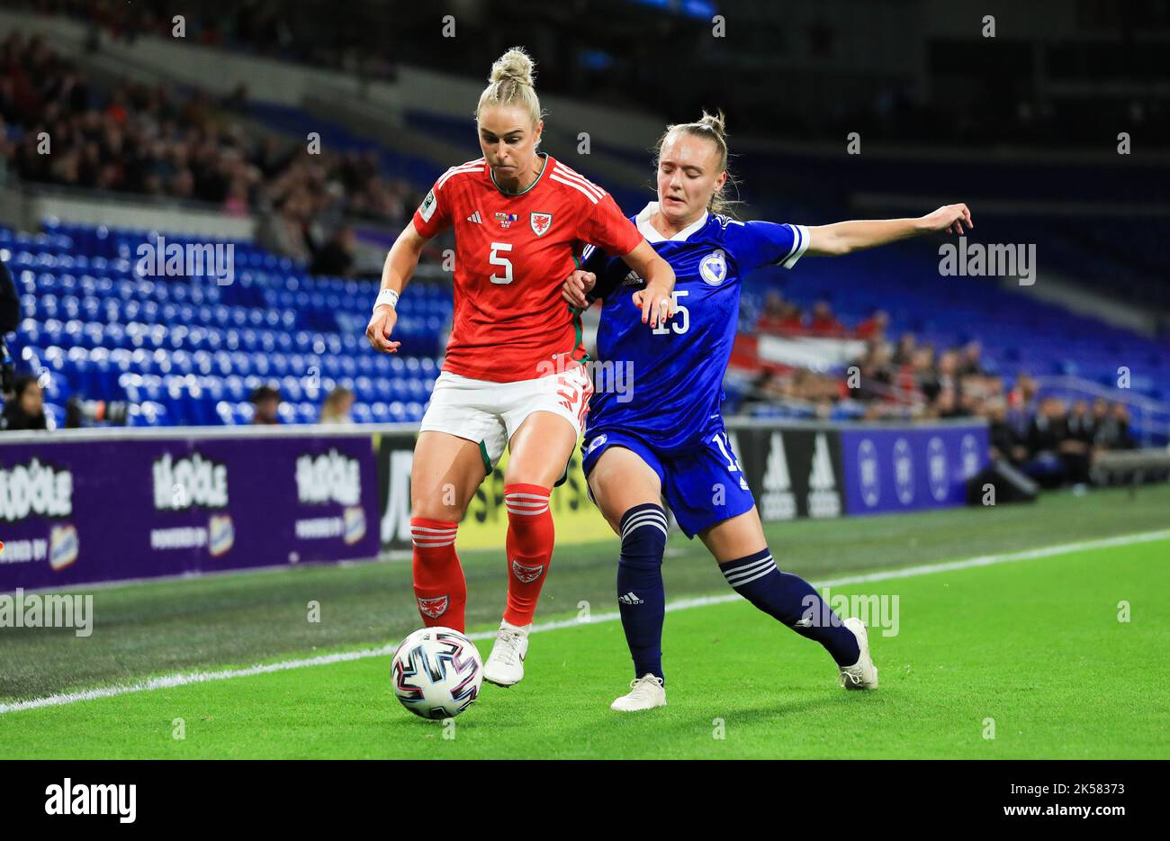 Wales’ Rhiannon Roberts (left) and Bosnia and Herzegovina's Andrea ...