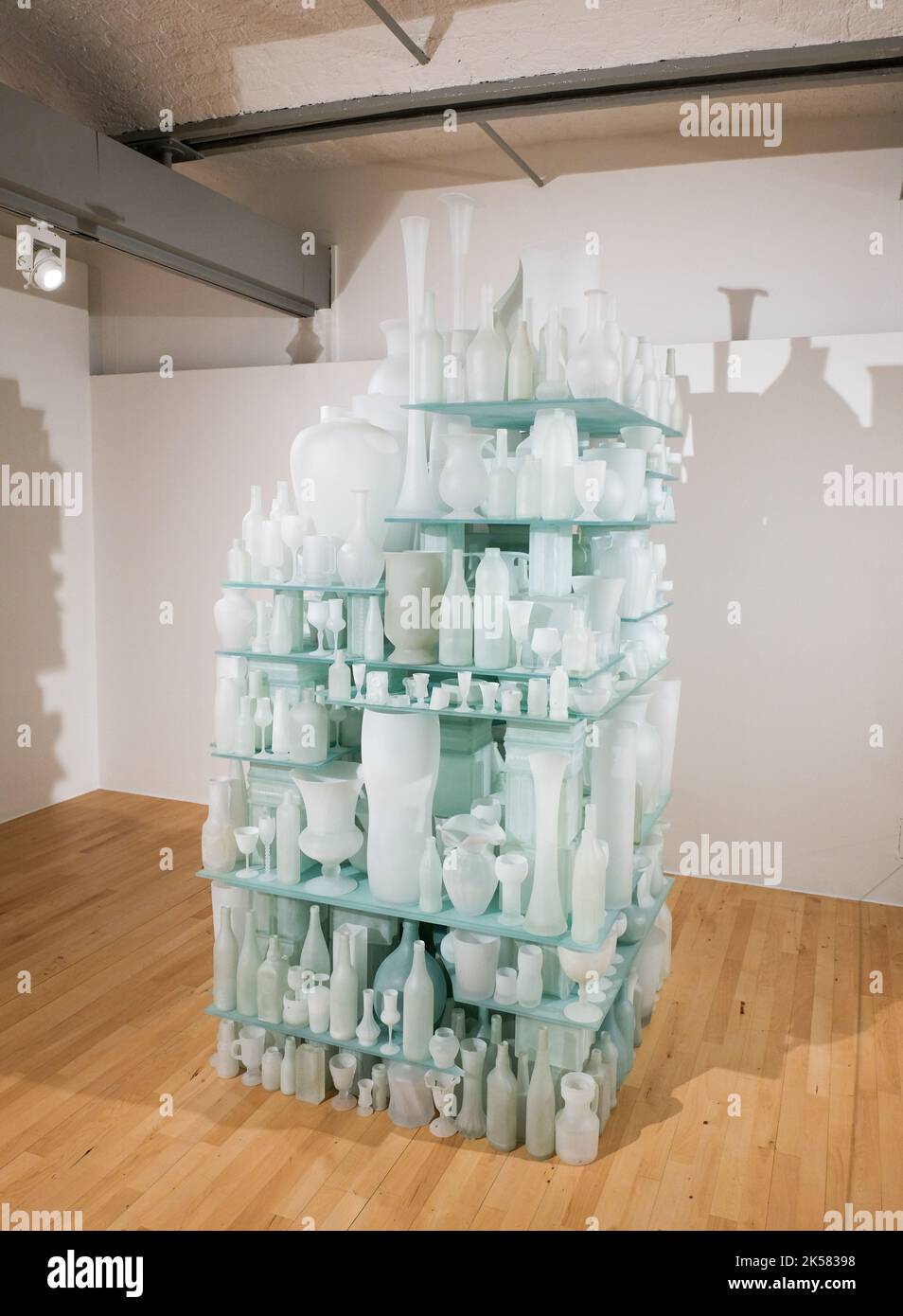 A stack of glassware form part of an exhibition in the Museum of ...