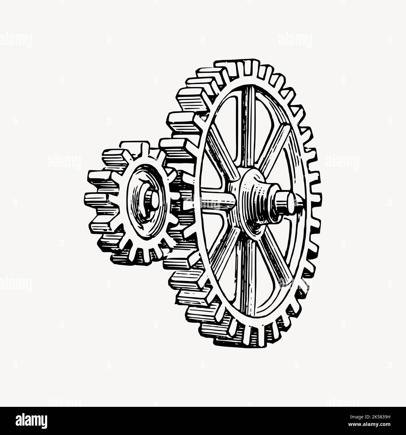 Gear, mechanism drawing, vintage illustration vector Stock Vector Image ...