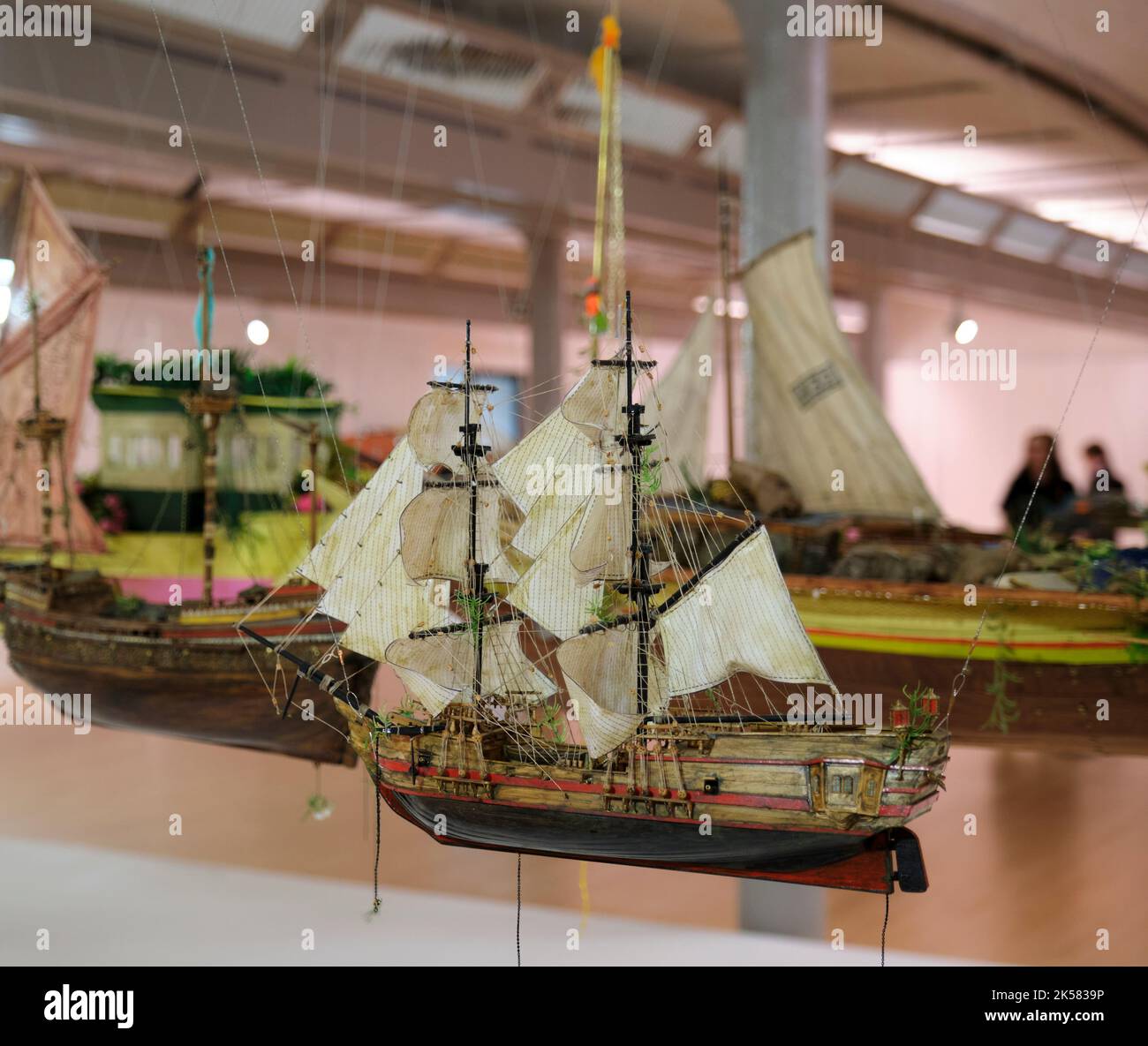 Model sailing ships form part of an exhibition in the Museum of ...