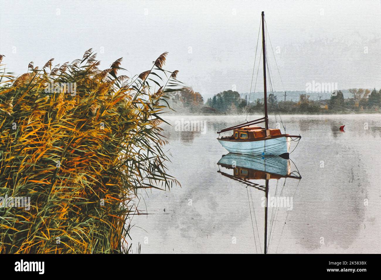 Watercolor painting on canvas. Krasnik Poland. Travel illustration ...