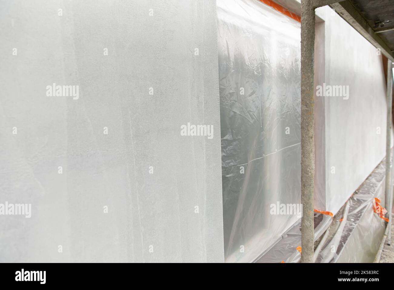 Reconstruction of the old house (insulation facade polystyrene Stock ...