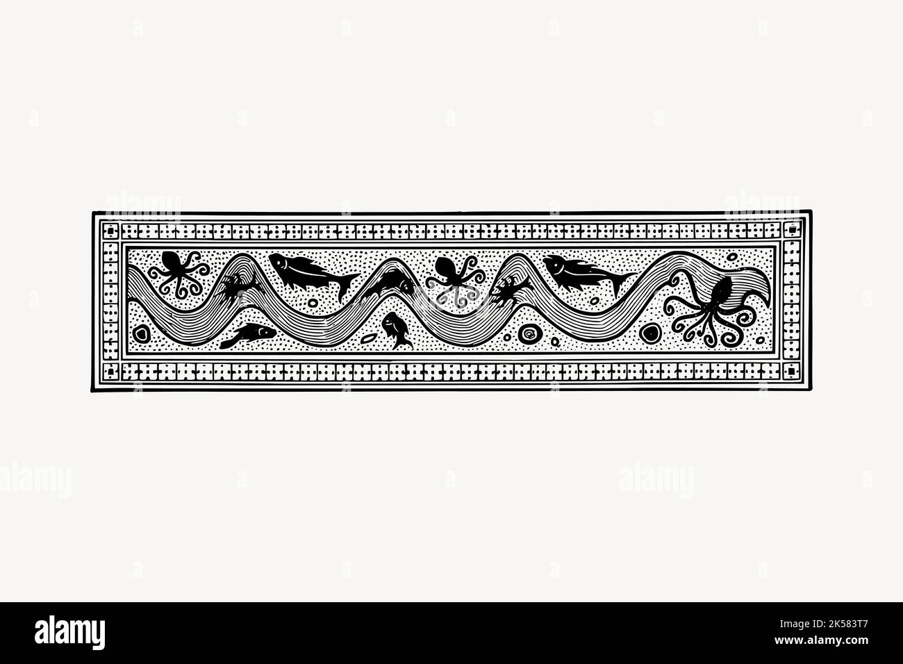 bookmark, fish, sea, border sticker vintage, vintage illustration ...