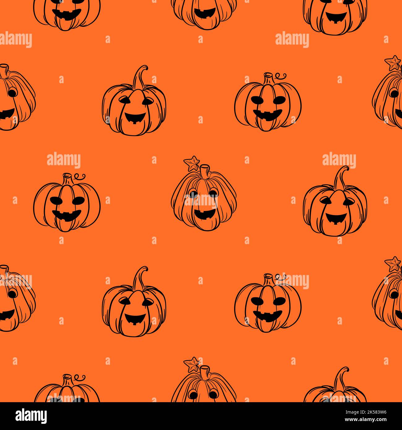 Orange pumpkins Fall Halloween seamless pattern simple background Stock ...