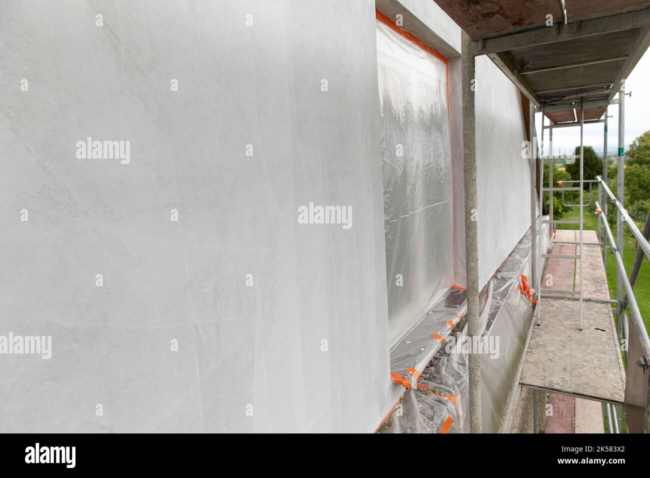 Reconstruction of the old house (insulation facade polystyrene Stock ...
