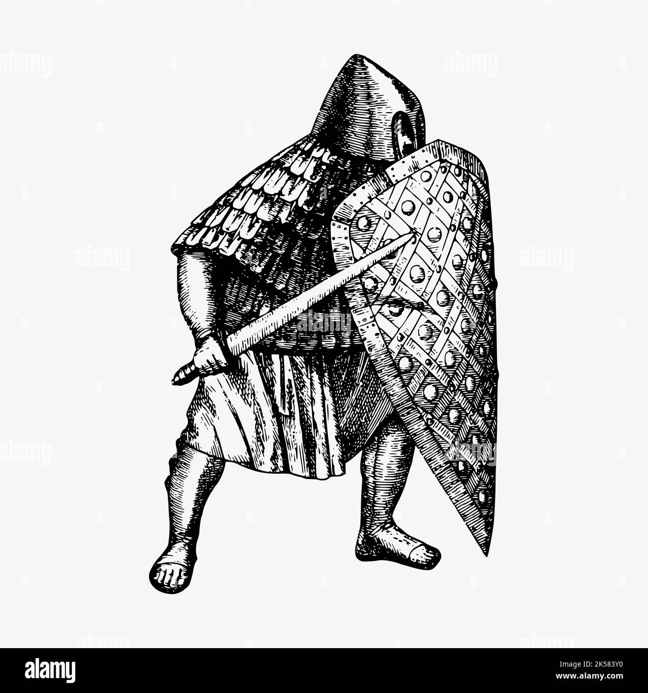 War Armor Knight Sword Sword Fight Illustration Icon Vintage Medieval Man Sword