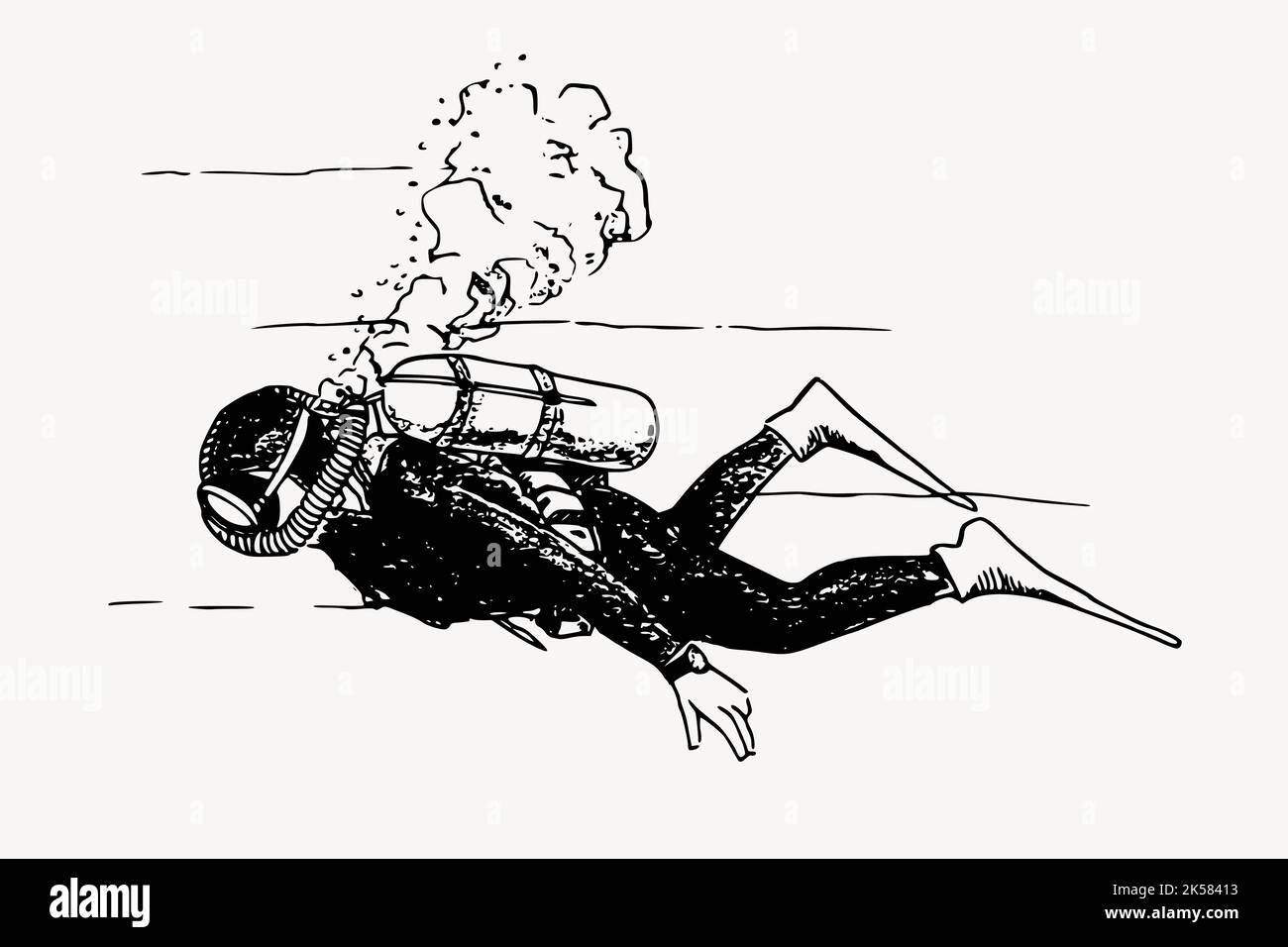 vector, diver, people, hand drawn people, illustration, scuba diver, vintage illustration person ...