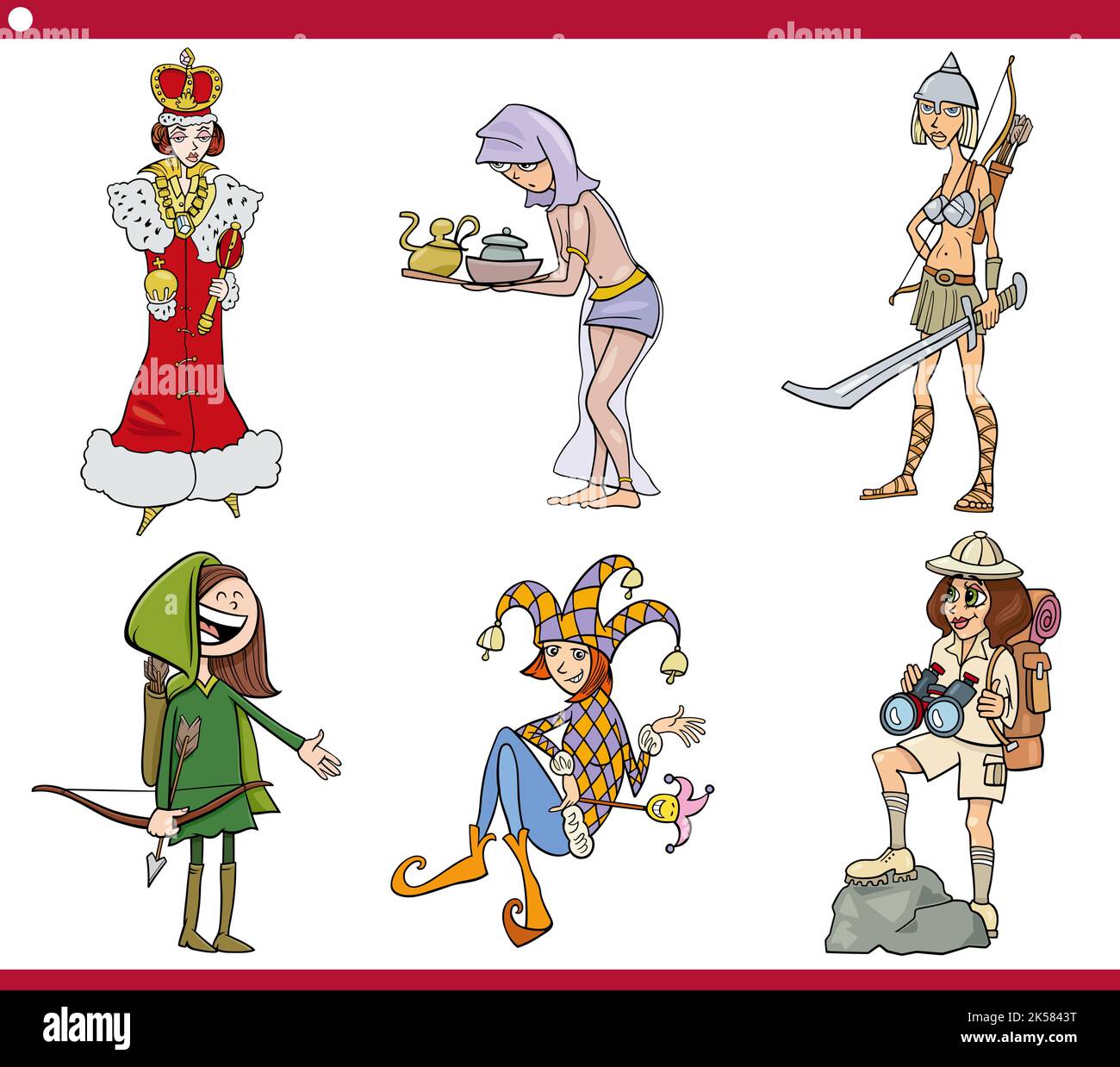 Cartoon illustration of comic women characters set Stock Vector Image ...