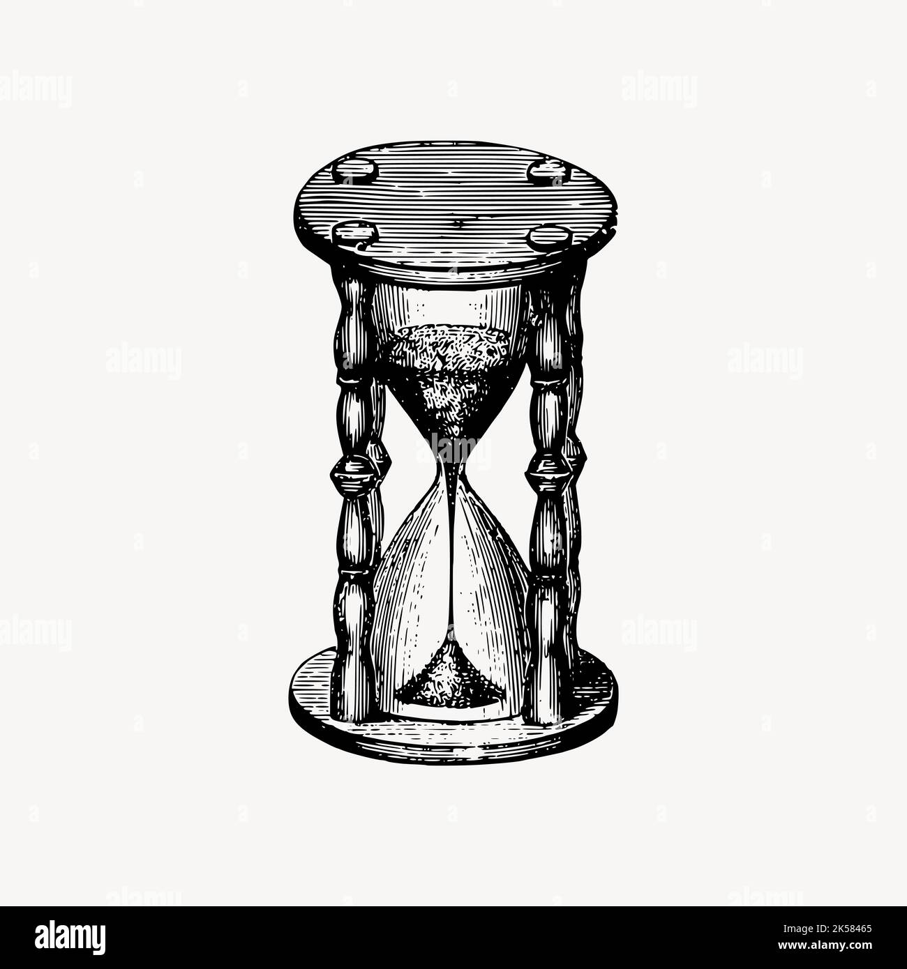 Hourglass Drawing Clipart Vintage Object Illustration Vector Stock