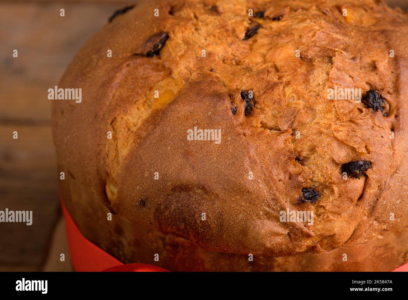 Traditional Italian Christmas Cake Panettone with on wooden rustic ...