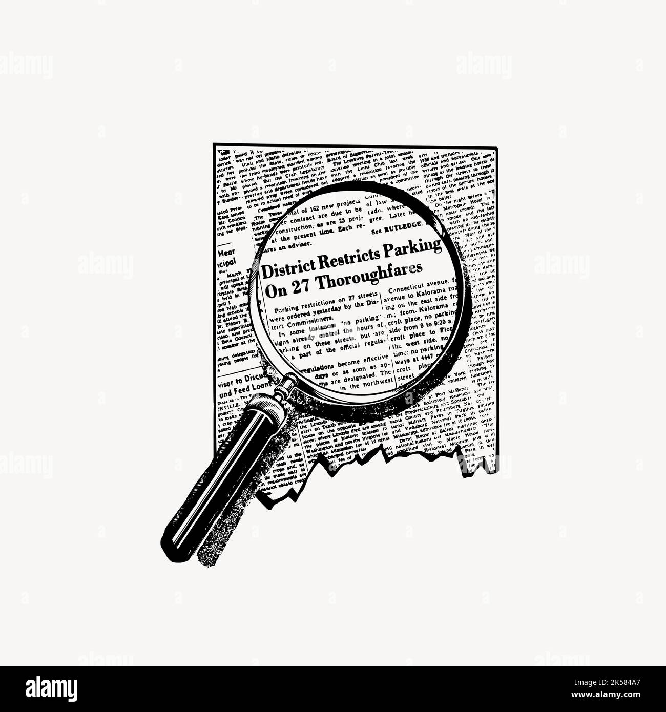 Magnifying glass drawing clipart, vintage illustration vector Stock ...