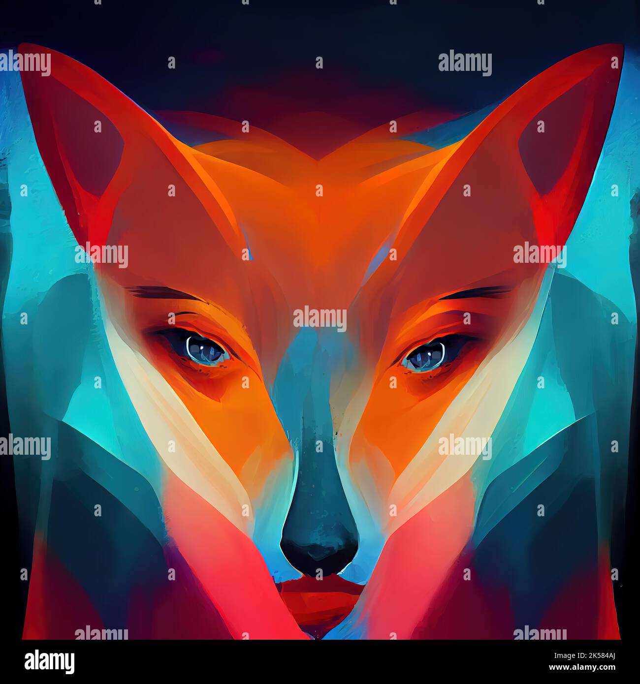 Multicolor fox muzzle abstract stylized picture. Abstract colorful fox ...