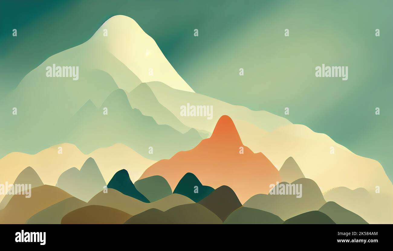 Mountain relief layered flat illustration. Abstract mountain ...