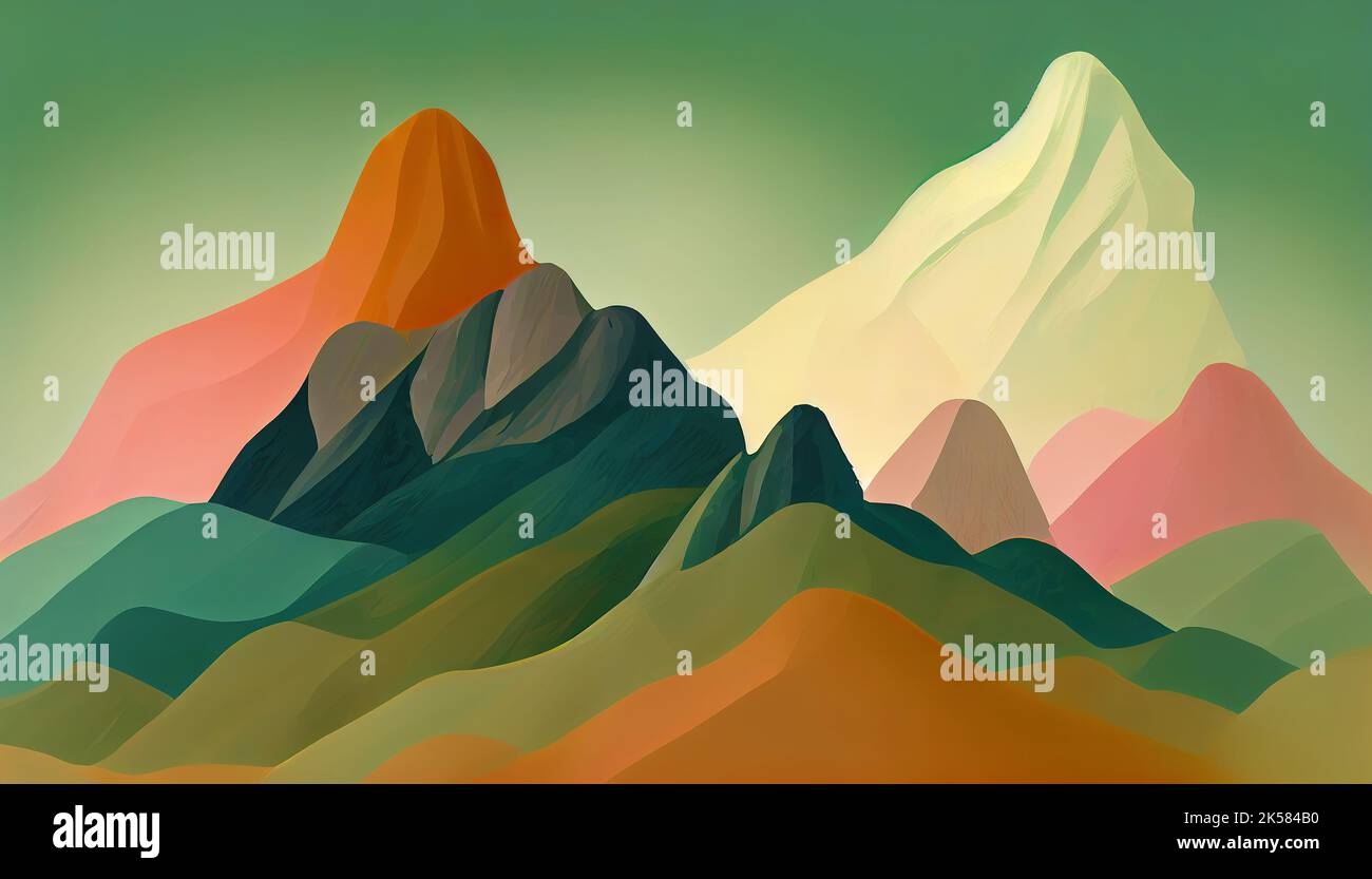 Bright picturesque stylized mountains. Abstract illustration. Mountain ...