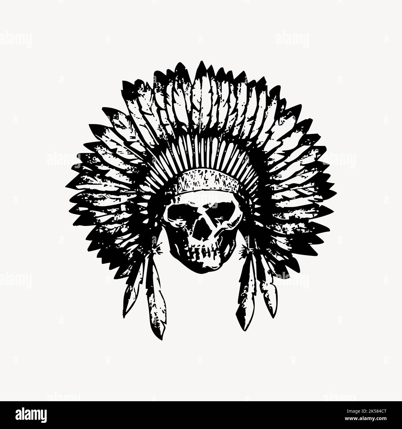 Native American skull drawing clipart, vintage illustration vector ...