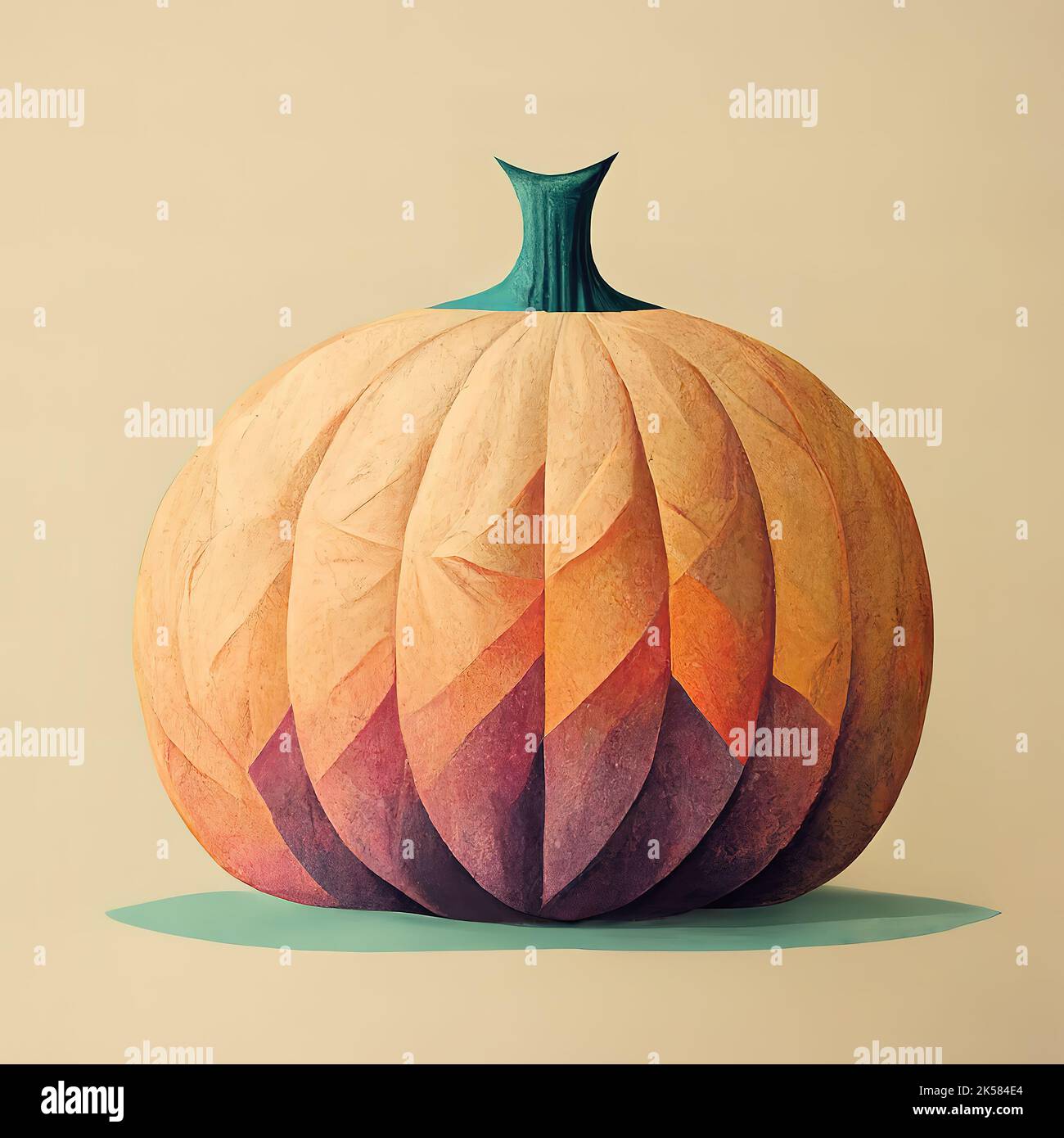 Stylized pumpkin illustration. Autumn illustration with red pumpkin ...