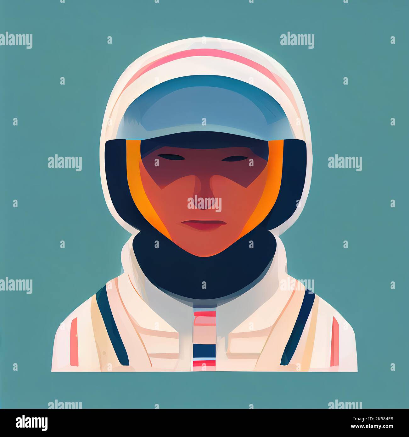 Astronaut abstract portrait. Man in space suit flat illustration ...