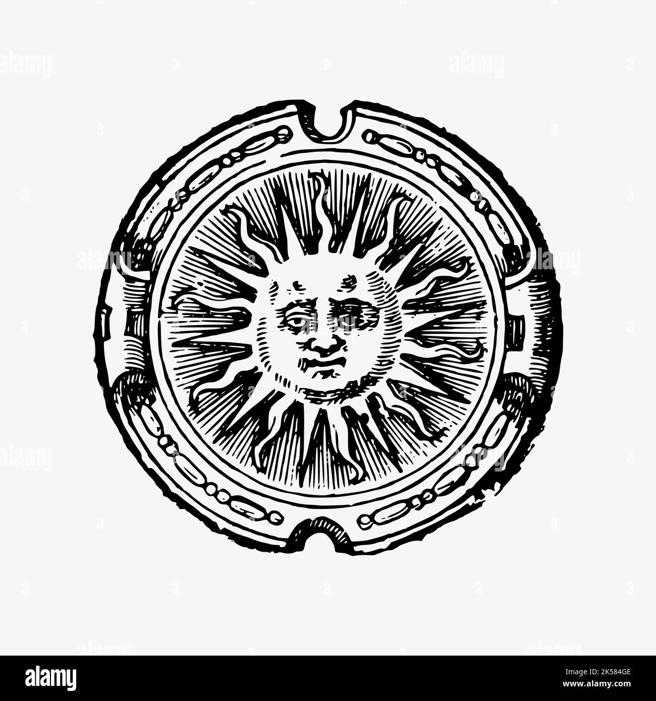 Sun face badge clipart, celestial art illustration vector Stock Vector ...