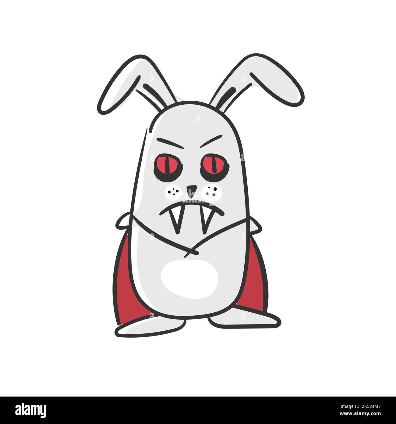 Cartoon rabbit vampire. Illustration for Halloween cards on white. Hare ...