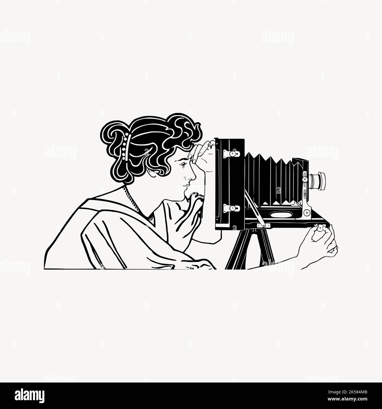 Vintage woman photographer drawing clipart, hobby illustration vector ...