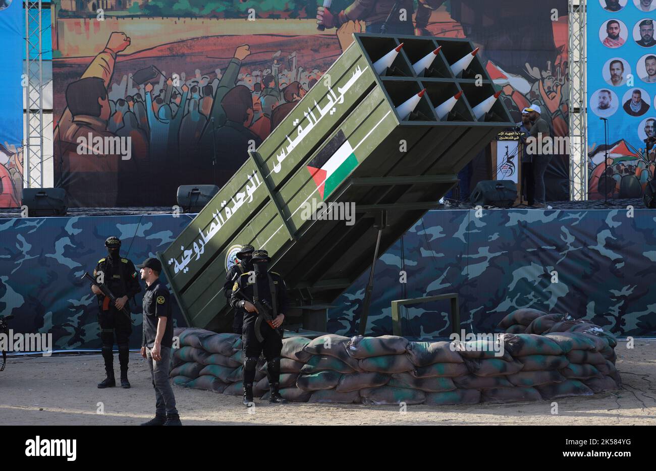 Fighters of Islamic Jihad attend a rally marking the 35th anniversary ...