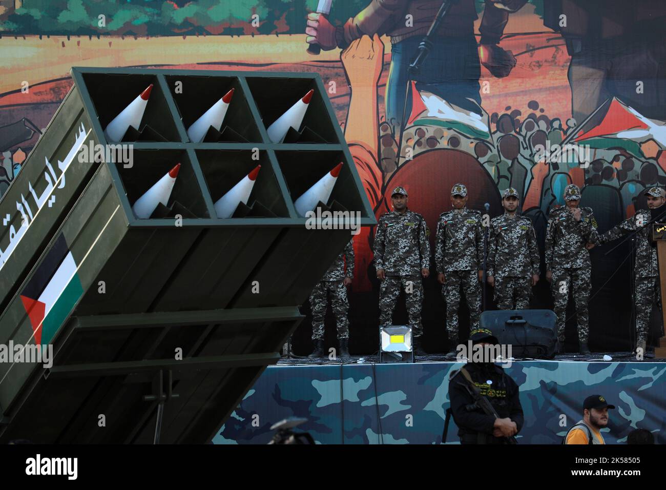 Fighters of Islamic Jihad attend a rally marking the 35th anniversary ...