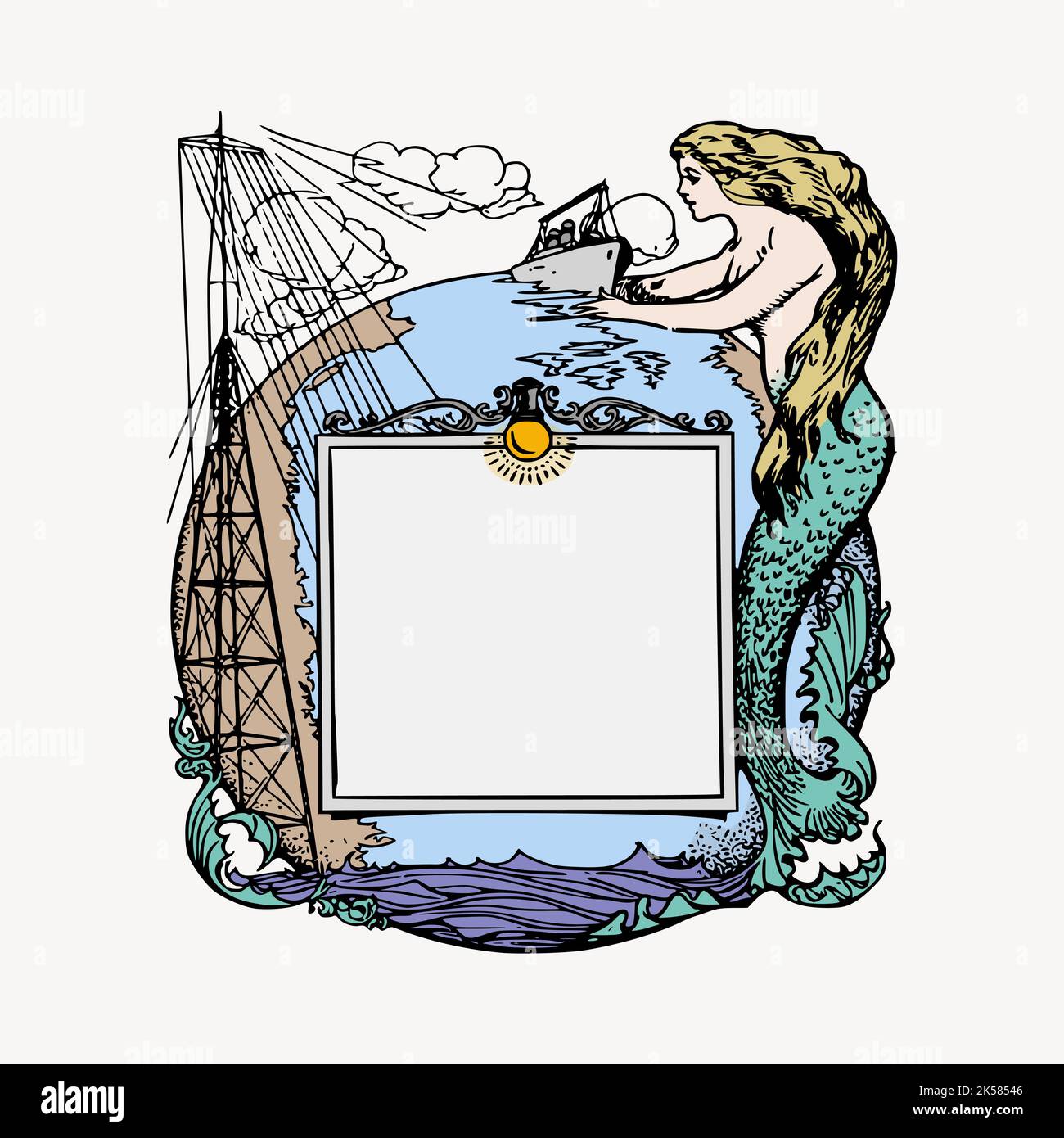 Vintage mermaid illustration hi-res stock photography and images - Alamy