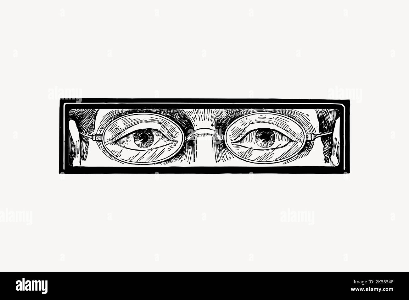 Glasses eyes watching man drawing, vintage illustration vector Stock ...