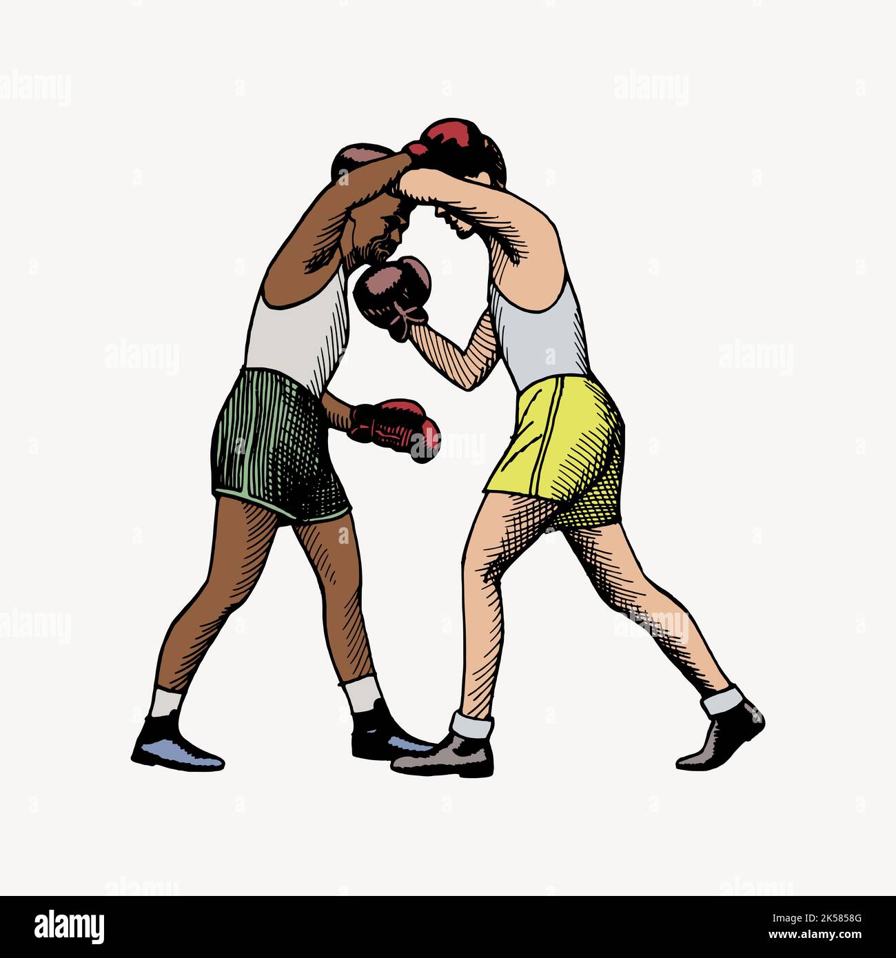 Vintage boxers fighting clipart, sport illustration vector Stock Vector ...