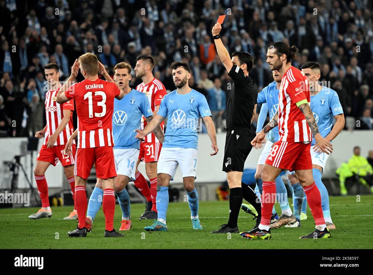 Malmö, Sweden, 6 October 2022. Union Berlin's András Schäfer is shown ...