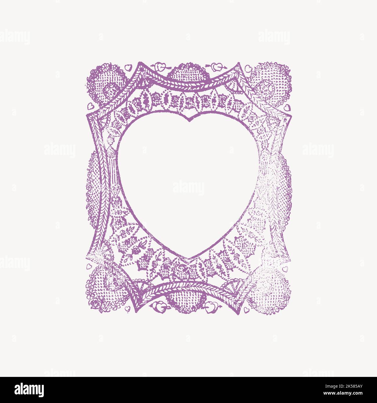 Aesthetic heart frame, vintage illustration vector Stock Vector Image ...
