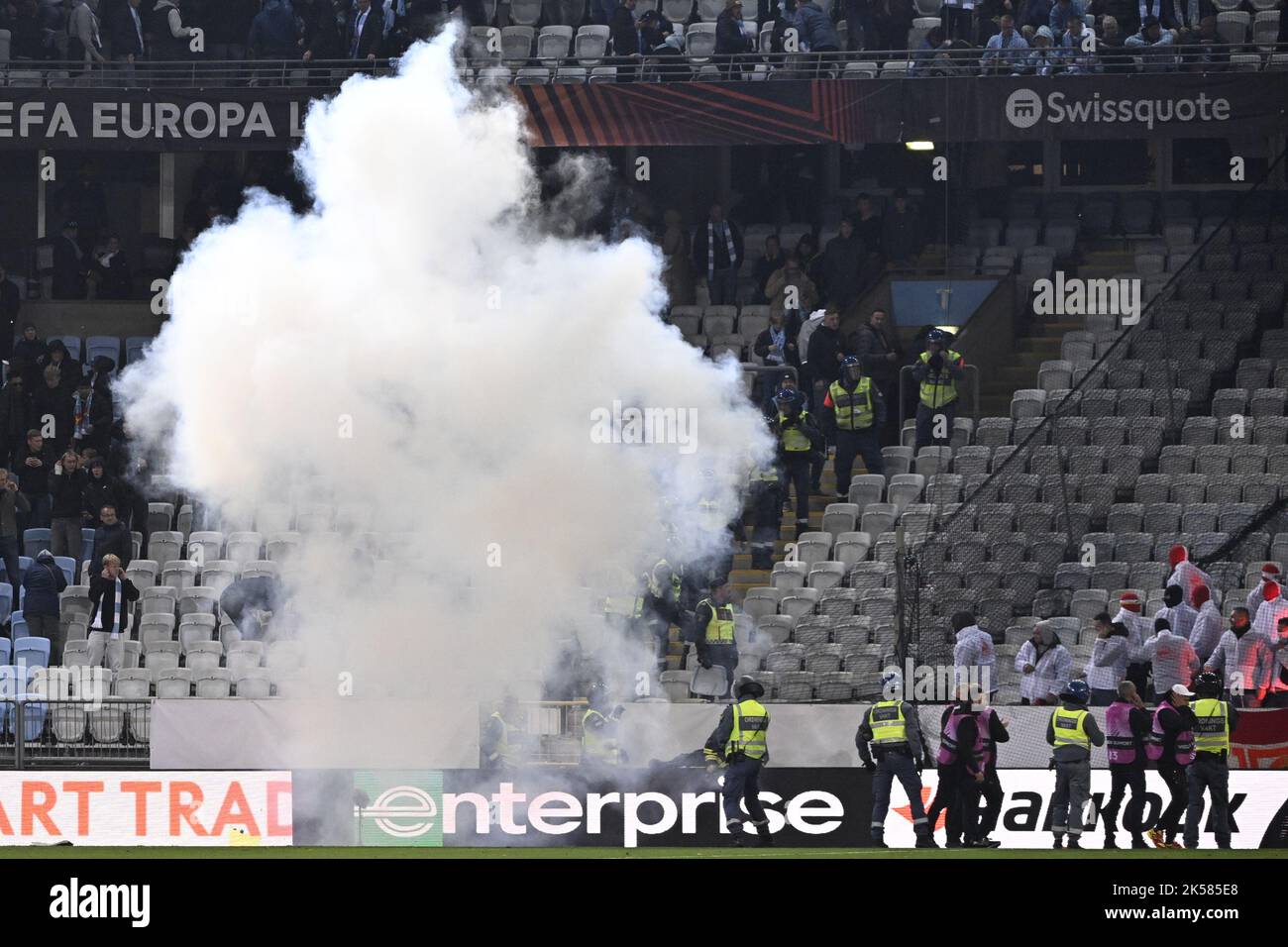 Malmö, Sweden, 6 October 2022. Riot police arrest and take away a ...