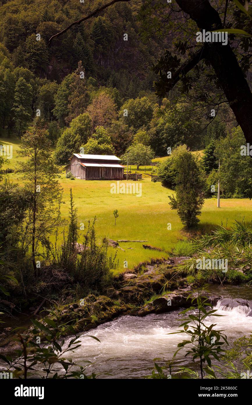 Small barn in the woods near Pucon in Chile Stock Photo - Alamy