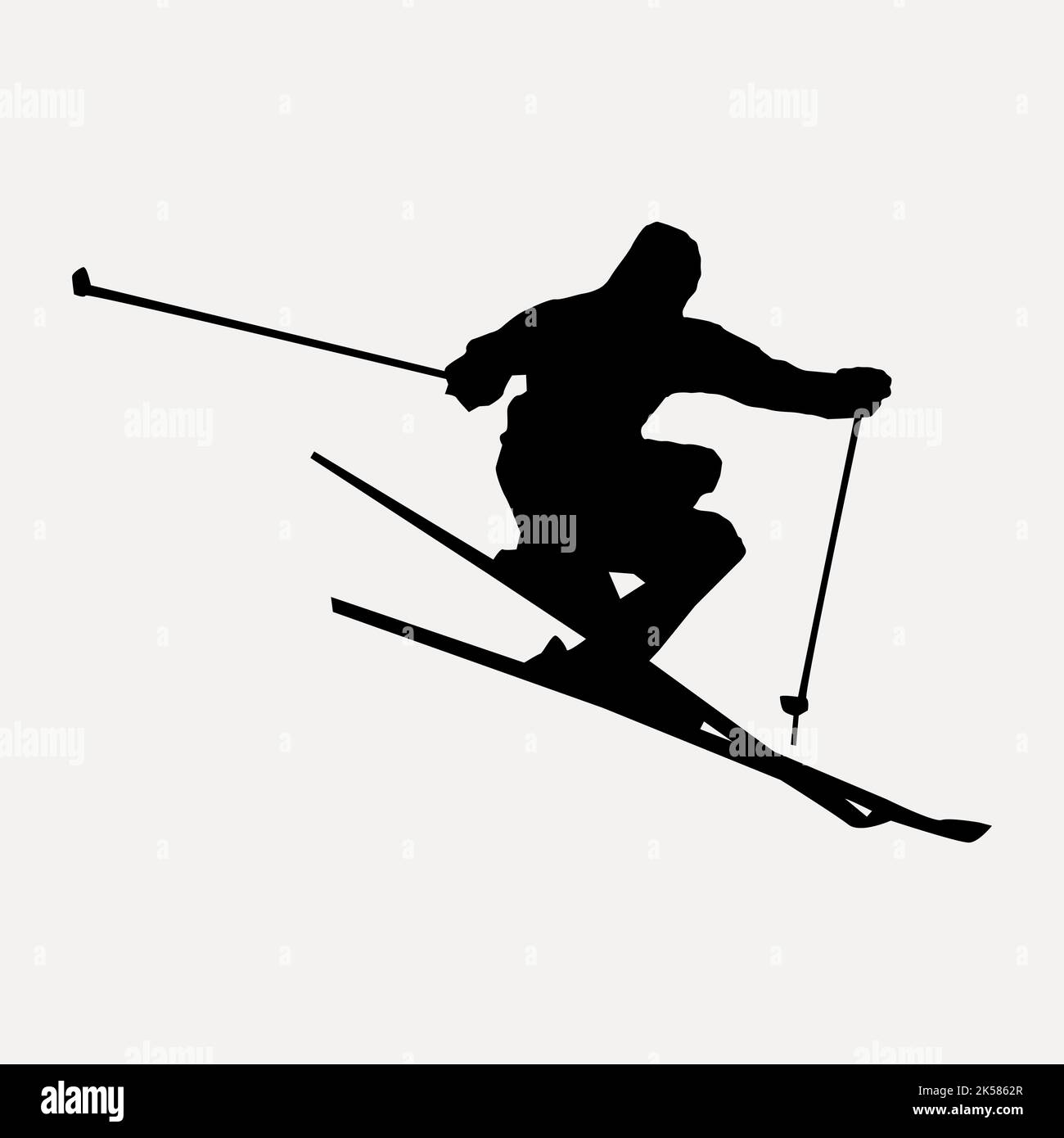 Skier silhouette clipart, sport illustration vector Stock Vector Image ...