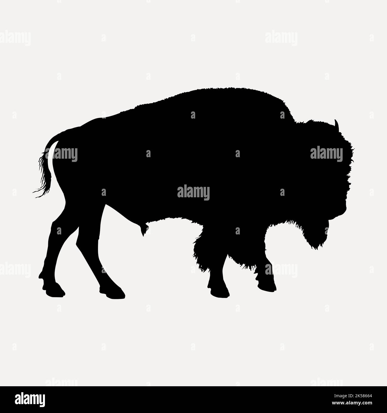 Buffalo silhouette clipart, animal illustration in black vector Stock ...
