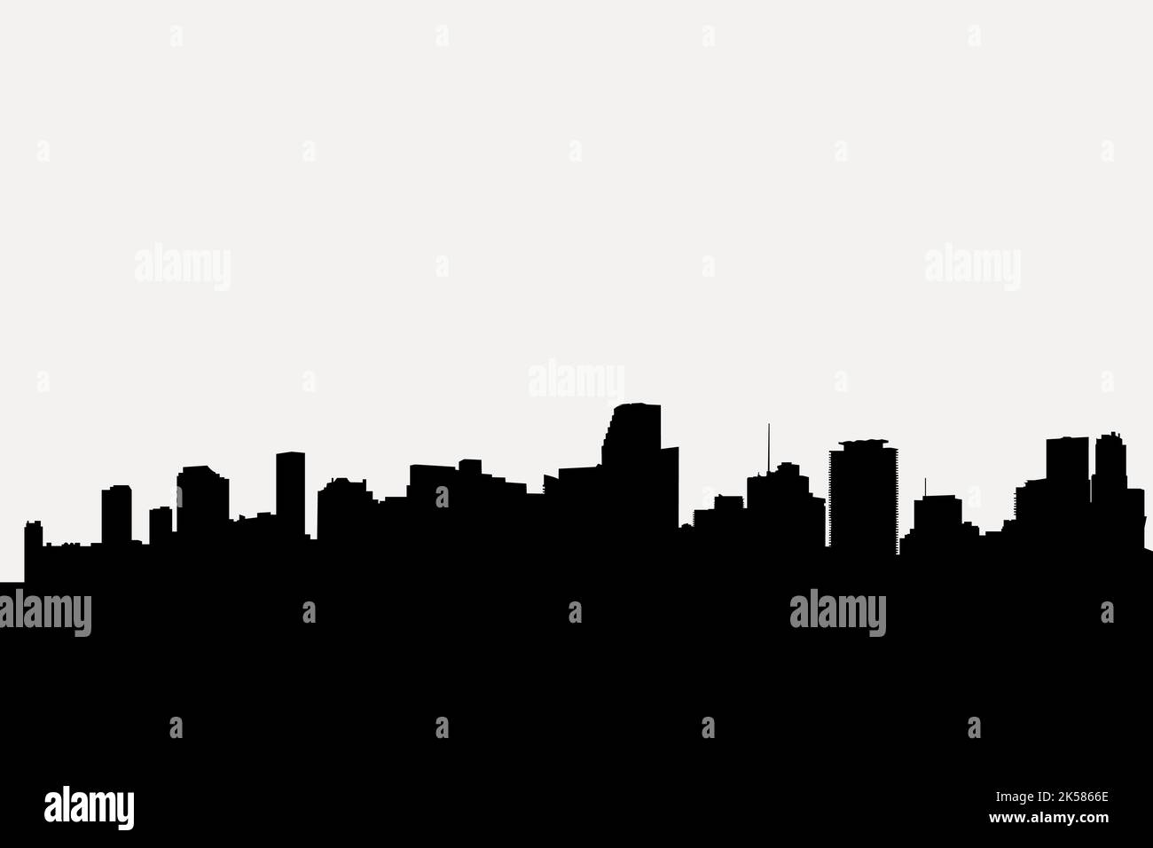 Miami skyline silhouette border, Florida cityscape illustration in ...