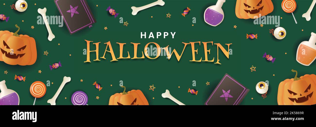 gradient halloween twitter header vector design illustration Stock ...